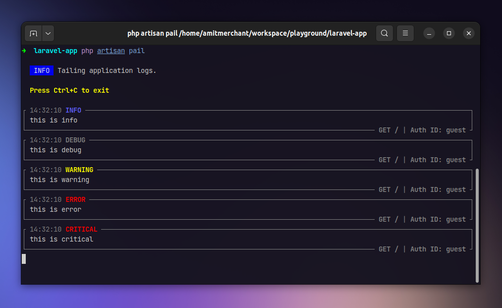 Pail — A Laravel Package for Tailing Logs — Amit Merchant — A blog on ... Pail — A Laravel Package for Tailing Logs — Amit Merchant — A blog on ...
